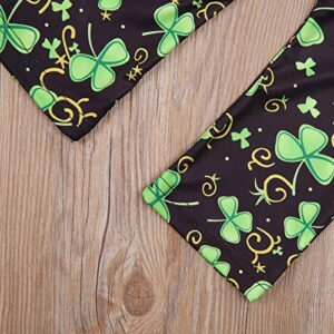 3Pcs/Set Kids Toddler Girl St. Patrick's Day Clothes Long Sleeve Irregular Tunic Top Dress Clover Pants Scarf Outfits (Dark Green, 2-3T)