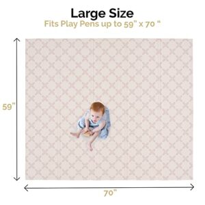 JumpOff Jo - Large Waterproof Foam Padded Play Mat for Infants, Babies, Toddlers, Play Pens & Tummy Time, Foldable Activity Mat, 70 in. x 59 in. - Garden Party