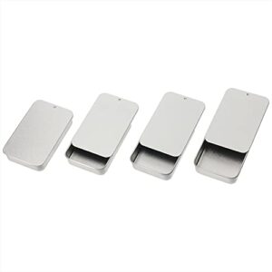 mini skater 4pcs 3.15″x1.97″x0.59″mini metal slide top tin container, sliding cover push-pull tin box,portable slide cover storage box for wedding jewelry lip balm container cosmetic organizer(silver)