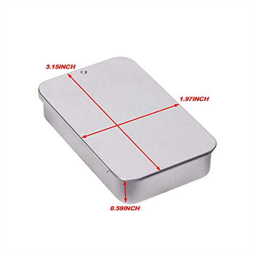 Mini Skater 4Pcs 3.15"x1.97"x0.59"Mini Metal Slide Top Tin Container, Sliding Cover Push-Pull Tin Box,Portable Slide Cover Storage Box for Wedding Jewelry Lip Balm Container Cosmetic Organizer(Silver)