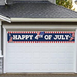 Large Happy 4th of July Banner, America Independence Day Banner, Memorial Day Decoration (9.8 x 1.6 ft)