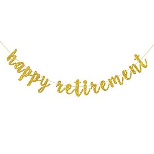 innoru happy retirement banner – for farewell party – leaving – finally retiring party bunting decorations, gold glitter