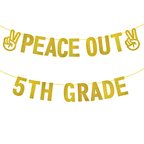 Peace Out 5th Grade Banner, 5th Grade Graduation Decorations 2022, Boy Girl Kids Fifth Grade Graduation Party Decorations 2022