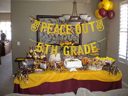 Peace Out 5th Grade Banner, 5th Grade Graduation Decorations 2022, Boy Girl Kids Fifth Grade Graduation Party Decorations 2022