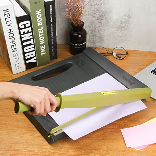 A4 Paper Cutter Guillotine, 12" Cut Length, 16 Sheets Capacity, Portable Stack Paper Trimmer, Foldable Design for Office Home School Paper Photo Cardstock Label Cutter