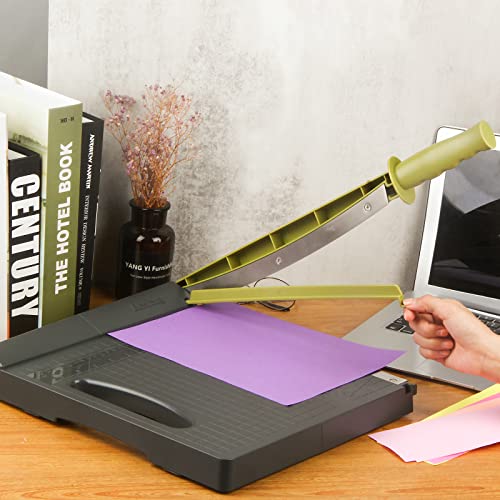 A4 Paper Cutter Guillotine, 12" Cut Length, 16 Sheets Capacity, Portable Stack Paper Trimmer, Foldable Design for Office Home School Paper Photo Cardstock Label Cutter