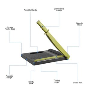 A4 Paper Cutter Guillotine, 12" Cut Length, 16 Sheets Capacity, Portable Stack Paper Trimmer, Foldable Design for Office Home School Paper Photo Cardstock Label Cutter