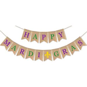 swyoun burlap happy mardi gras banner party backdrop garland decoration supplies