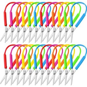 24 pieces mini loop scissors colorful grip scissors safety kids scissors 5.5in adaptive scissors for kids special needs scissors,left handed scissors for toddler loop handle self opening scissors