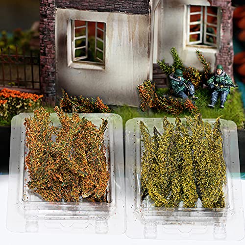 2 Boxes Long Shrub Vegetation Groups Bush Model Grass Tufts Miniature Static Scenery Model Aritificial Plants for DIY Architecture Building Model Railway Train Diorama Garden Scenery Landscape Layout