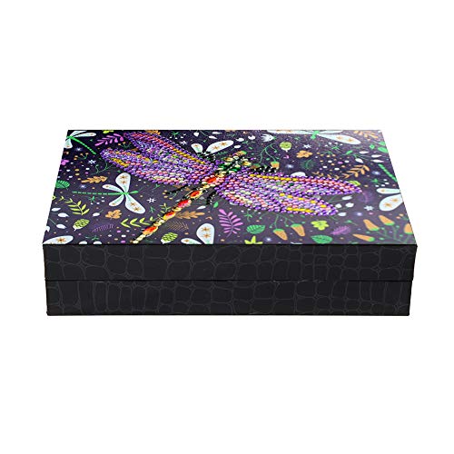 LUSandy DIY 5D Dragonfly Diamond Painting Jewelry Box Kits for Adults Kids, Special Shaped Crystal Rhinestone Diamond Art Jewelry Case Storage Organizer PU Leather Rings Necklace Bracelet Storage Box