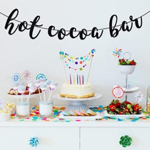 Hot Cocoa Bar Banner, Hot Cocoa Bar Decorations, It’s Cold Outside Bar Sign, Wintertime Holidays Christmas Party Decor, Hot Chocolate Bar Decorations Black Glitter