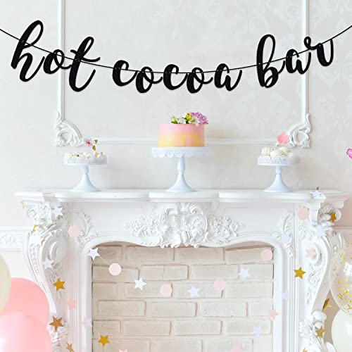 Hot Cocoa Bar Banner, Hot Cocoa Bar Decorations, It’s Cold Outside Bar Sign, Wintertime Holidays Christmas Party Decor, Hot Chocolate Bar Decorations Black Glitter