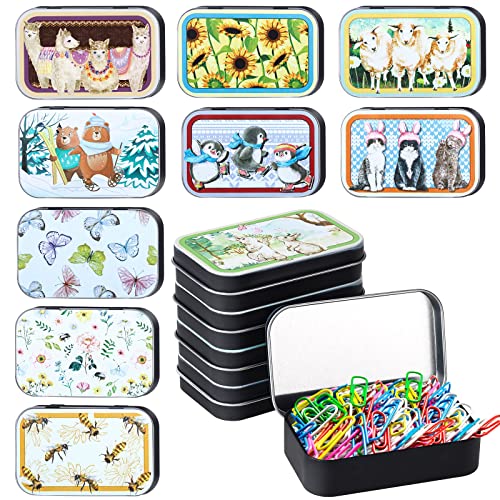 Peryiter 10 Pieces Metal Rectangular Hinged Tins Empty Storage Tins Metal Box for Store Small Items (Suitable for Various Styles)