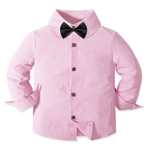 WEILAFEIR Toddler Boys Clothes Sets Baby Gentleman Outfit Dress Shirt with Bowtie and Pants Sets 4-Pieces Kids Formal Suits