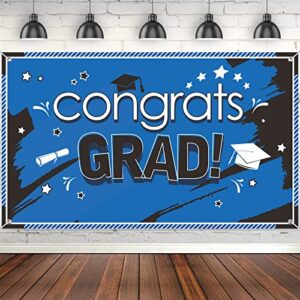 graduation banner 2022 congrats grad banner for graduation party supplies 2022, large 70.87 x 43.31 inch graduation decorations fabric graduation backdrop(blue)