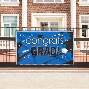 Graduation Banner 2022 Congrats Grad Banner for Graduation Party Supplies 2022, Large 70.87 x 43.31 Inch Graduation Decorations Fabric Graduation Backdrop(Blue)