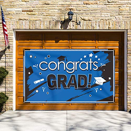 Graduation Banner 2022 Congrats Grad Banner for Graduation Party Supplies 2022, Large 70.87 x 43.31 Inch Graduation Decorations Fabric Graduation Backdrop(Blue)