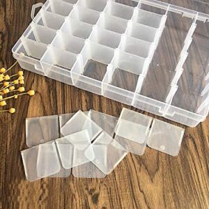 36 Grids Clear Plastic Organizer Box Storage Container Jewelry Box with Adjustable Dividers for Beads Art Crafts Jewelry Fishing Tackles with 12 Floss bobbins