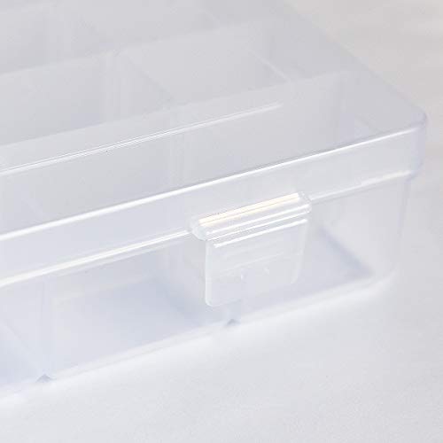 36 Grids Clear Plastic Organizer Box Storage Container Jewelry Box with Adjustable Dividers for Beads Art Crafts Jewelry Fishing Tackles with 12 Floss bobbins