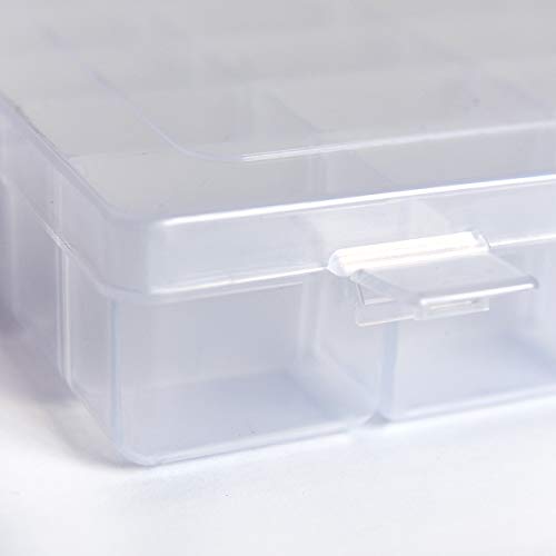 36 Grids Clear Plastic Organizer Box Storage Container Jewelry Box with Adjustable Dividers for Beads Art Crafts Jewelry Fishing Tackles with 12 Floss bobbins