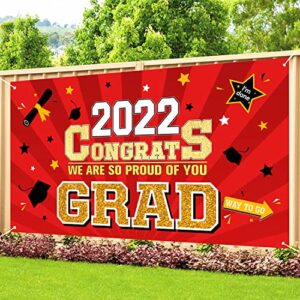 graduation party decorations 2022 red – large 78” x 45” congrats graduation banner party supplies – class of 2022 graduation decorations for any schools or gradesr indoor/outdoor home door décor