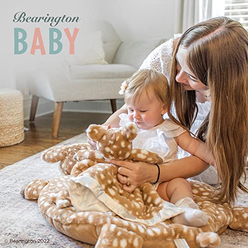 Bearington Lil’ Willow Tummy Time Blanket: 30” x 30” Plush Fawn Play Mat for Infants, Ultra-Soft with Velour Lining and Cozy Fabric, Ideal for Crawling, Machine Washable, Great Gift for Baby Showers