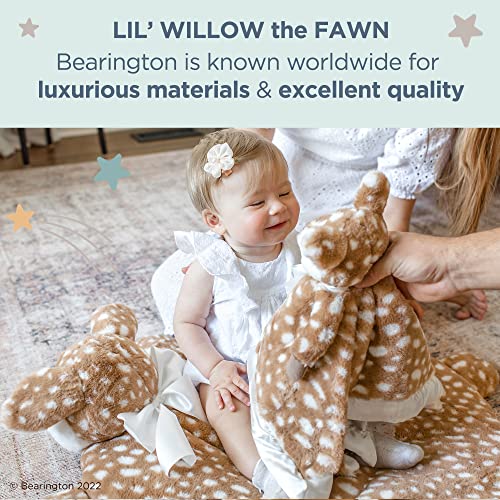 Bearington Lil’ Willow Tummy Time Blanket: 30” x 30” Plush Fawn Play Mat for Infants, Ultra-Soft with Velour Lining and Cozy Fabric, Ideal for Crawling, Machine Washable, Great Gift for Baby Showers