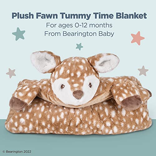 Bearington Lil’ Willow Tummy Time Blanket: 30” x 30” Plush Fawn Play Mat for Infants, Ultra-Soft with Velour Lining and Cozy Fabric, Ideal for Crawling, Machine Washable, Great Gift for Baby Showers