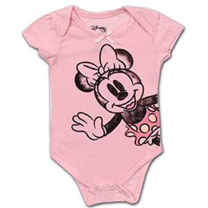 Disney Minnie Mouse Girls’ 3 Pack Bodysuits for Newborn – Pink/Red/Grey/White