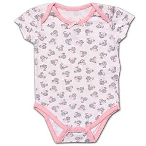 Disney Minnie Mouse Girls’ 3 Pack Bodysuits for Newborn – Pink/Red/Grey/White