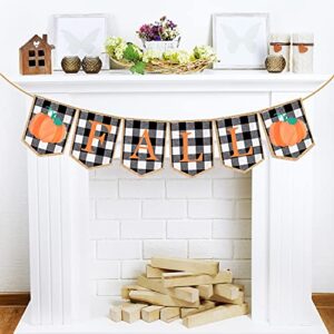 doumeny fall pumpkin burlap banner autumn burlap banner buffalo plaid pumpkin garland thanksgiving harvest bunting flag rustic burlap harvest banner mantel fireplace decor