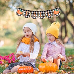 Doumeny Fall Pumpkin Burlap Banner Autumn Burlap Banner Buffalo Plaid Pumpkin Garland Thanksgiving Harvest Bunting Flag Rustic Burlap Harvest Banner Mantel Fireplace Decor