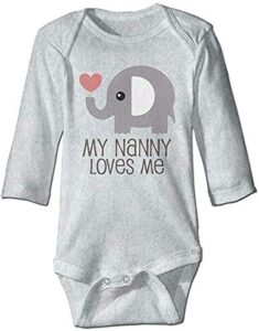 migrater elephant my nanny loves me long sleeve romper onesie bodysuit jumpsuit