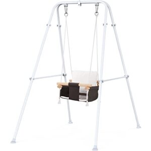 baby swing, toddler swing, baby swing with stand, swing set for infant, outdoor indoor swing set with canvas cushion seat