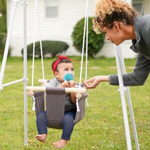 Baby Swing, Toddler Swing, Baby Swing with Stand, Swing Set for Infant, Outdoor Indoor Swing Set with Canvas Cushion Seat