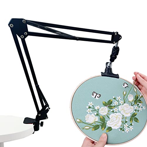 YUBAIHUI Embroidery Hoop Stand, 360° Adjustable Metal Embroidery Hoop Holder, Rotated Cross Stitch Stand, Cross Stitch Supplies Accessories