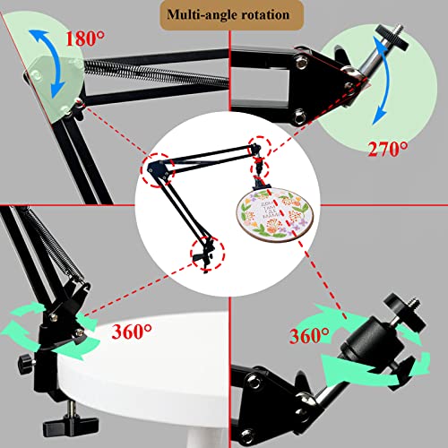 YUBAIHUI Embroidery Hoop Stand, 360° Adjustable Metal Embroidery Hoop Holder, Rotated Cross Stitch Stand, Cross Stitch Supplies Accessories