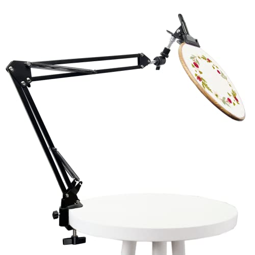 YUBAIHUI Embroidery Hoop Stand, 360° Adjustable Metal Embroidery Hoop Holder, Rotated Cross Stitch Stand, Cross Stitch Supplies Accessories