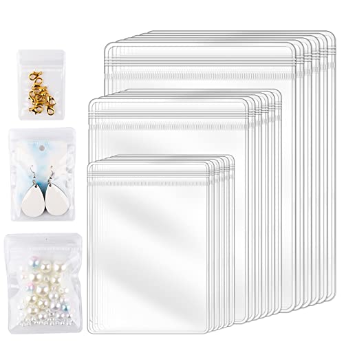 SAVITA 150pcs 3 Sizes Clear Earring Bags, PVC Plastic Self-seal Zipper Waterproof Bags Thickened Reusable Storage Pouch for Jewelry Rings Necklace Bracelet Small