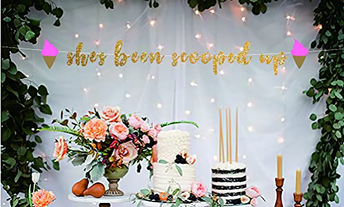 Aihesui Glitter Banner Shes Been Scooped Up Gold Party Banner Holiday Decorations Hanging Garland Perfect for Wedding Birthday Supplies