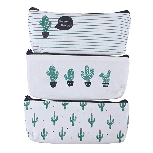 Z ZICOME Cactus Canvas Pencil Cases Purse Pouches, 3 Pack