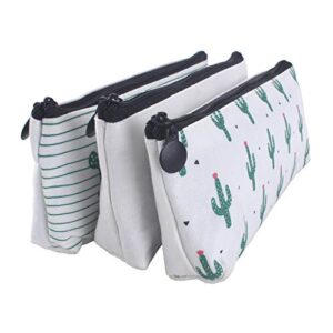 Z ZICOME Cactus Canvas Pencil Cases Purse Pouches, 3 Pack