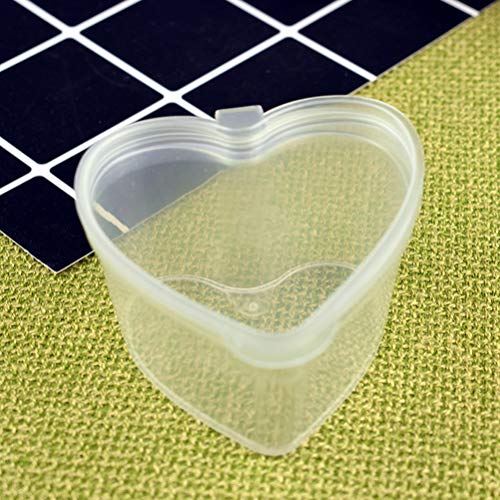 EXCEART 50 Pcs Transparent Heart Shaped Storage Containers Clear Heart Shape Plastic Storage Cases with Lids for Arts Crafts Storage Boxes Plastic Organizers Sewing Supplies Storage