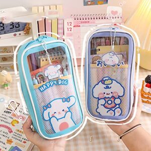 Kawaii Pencil Case, Aesthetic Pencil Case, Japanese Pencil Case, Transparent Large Capacity Cute Girl Stationery Bag (Bear)