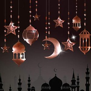 16pcs shinny islamic rose gold star crescent moon lantern ramadan garland eid decoration home happy ramadan mubarak party decor hanging streamer wedding backdrop banner aladdin birthday party supplies