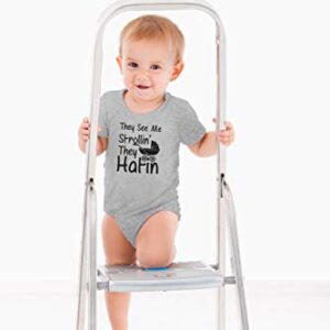 AW Fashions They See Me Strolli' They Hatin - Hip Hop Rap Song Parody - Cute One-Piece Infant Baby Bodysuit (6 Months, Sports Grey)