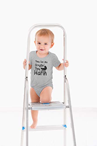 AW Fashions They See Me Strolli' They Hatin - Hip Hop Rap Song Parody - Cute One-Piece Infant Baby Bodysuit (6 Months, Sports Grey)