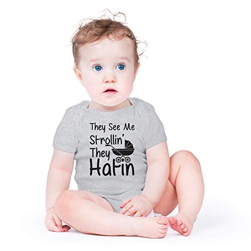 AW Fashions They See Me Strolli' They Hatin - Hip Hop Rap Song Parody - Cute One-Piece Infant Baby Bodysuit (6 Months, Sports Grey)