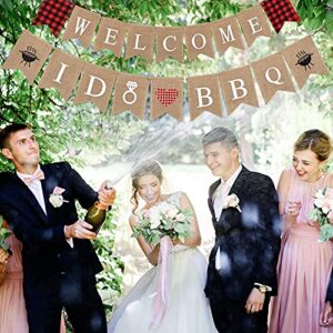 2 Pcs Burlap Welcome I DO BBQ Sign Banners Garland Bachelorette Party Picnic Wedding Engagement Bridal Shower Decoration Bride to Be Sign, Better Be Quick(BBQ) Photo Backdrop Supplies